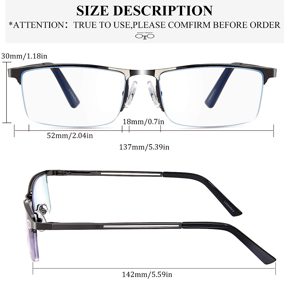 Lcbestbro Reading Glasses for Men, 2.0 Blue Light Blocking Reading Glasses Metal Readers