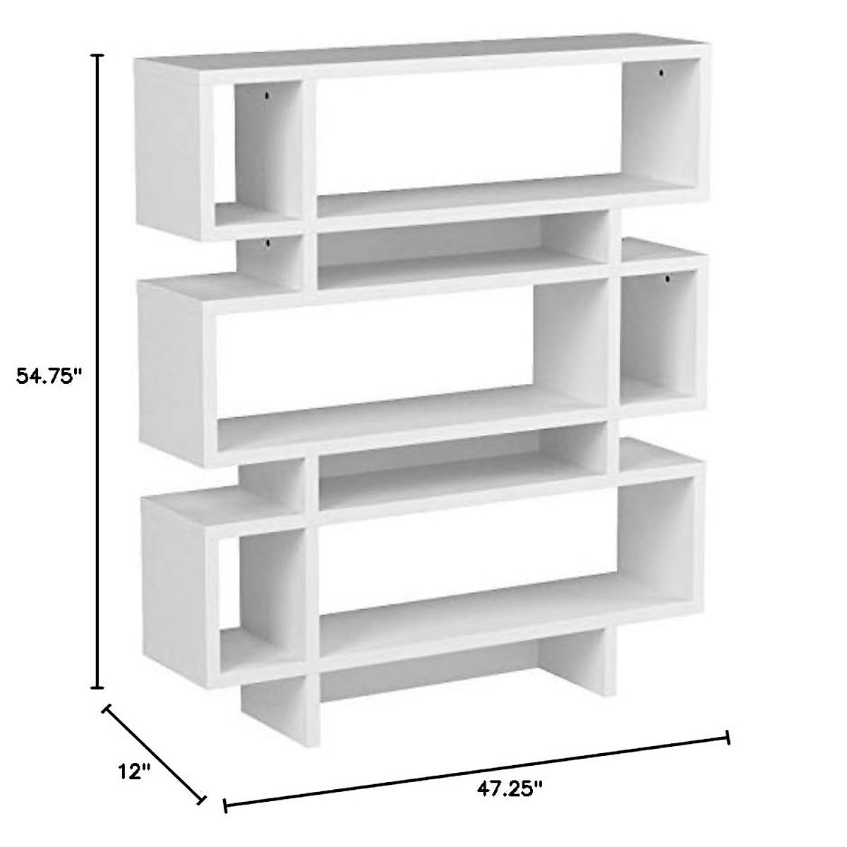 Monarch Specialties 2532 Bookshelf, Bookcase, Etagere, 4 Tier, 55" H, Office, Bedroom, Laminate, White, Contemporary, Modern Bookcase-55 Style, 47.25" L x 12" W x 54.75" H
