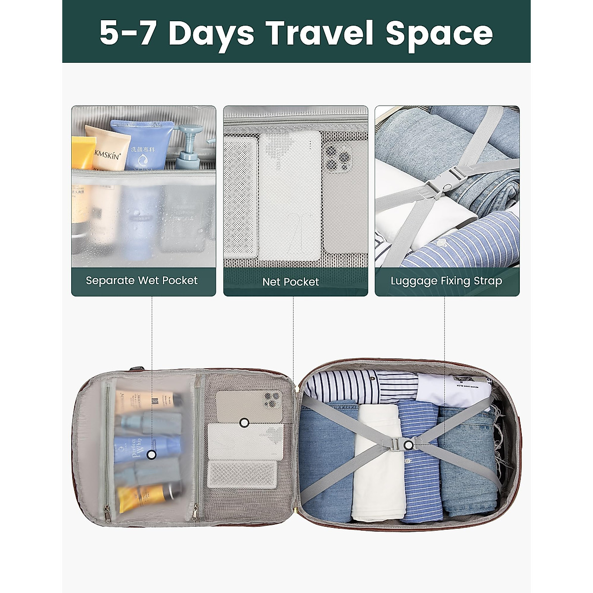 LOVEVOOK Large Travel Backpack for Women & Men, Carry on Backpack Airline Approved, TSA Personal Item Travel Bag fits 17" Laptop, 40L Waterproof Travel Essentials Sports Backpack with 3 Packing Cubes