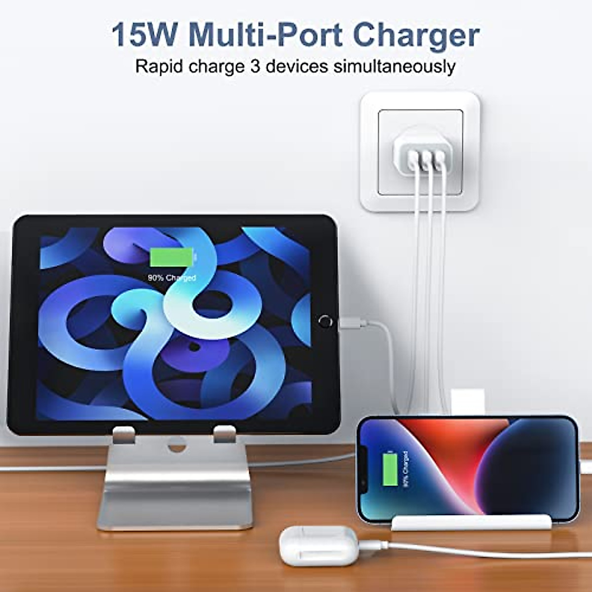 USB Plug, 2Pack 15W 3-Port USB Wall Charger Amoner 2023 Upgraded USB Charger Block iPhone Cube Adapter for iPhone 14 13 12 11 X SE XS 8 Galaxy S22 S21 S20 Android