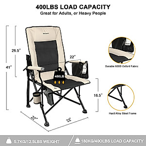 REALEAD Heated Camping Chairs - Fully Padded - Heated Folding Chairs for Outdoor Sports - Supports 400 lbs - Portable Heated Outdoor Camp Chairs for Sport Events - Concert - Battery NOT Included