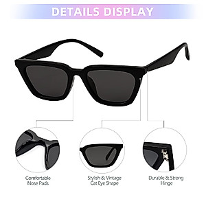 JOOX Narrow Trendy Square Cat Eye Sunglasses for Women, Small Frame with Polarized UV400 Protection Lenses