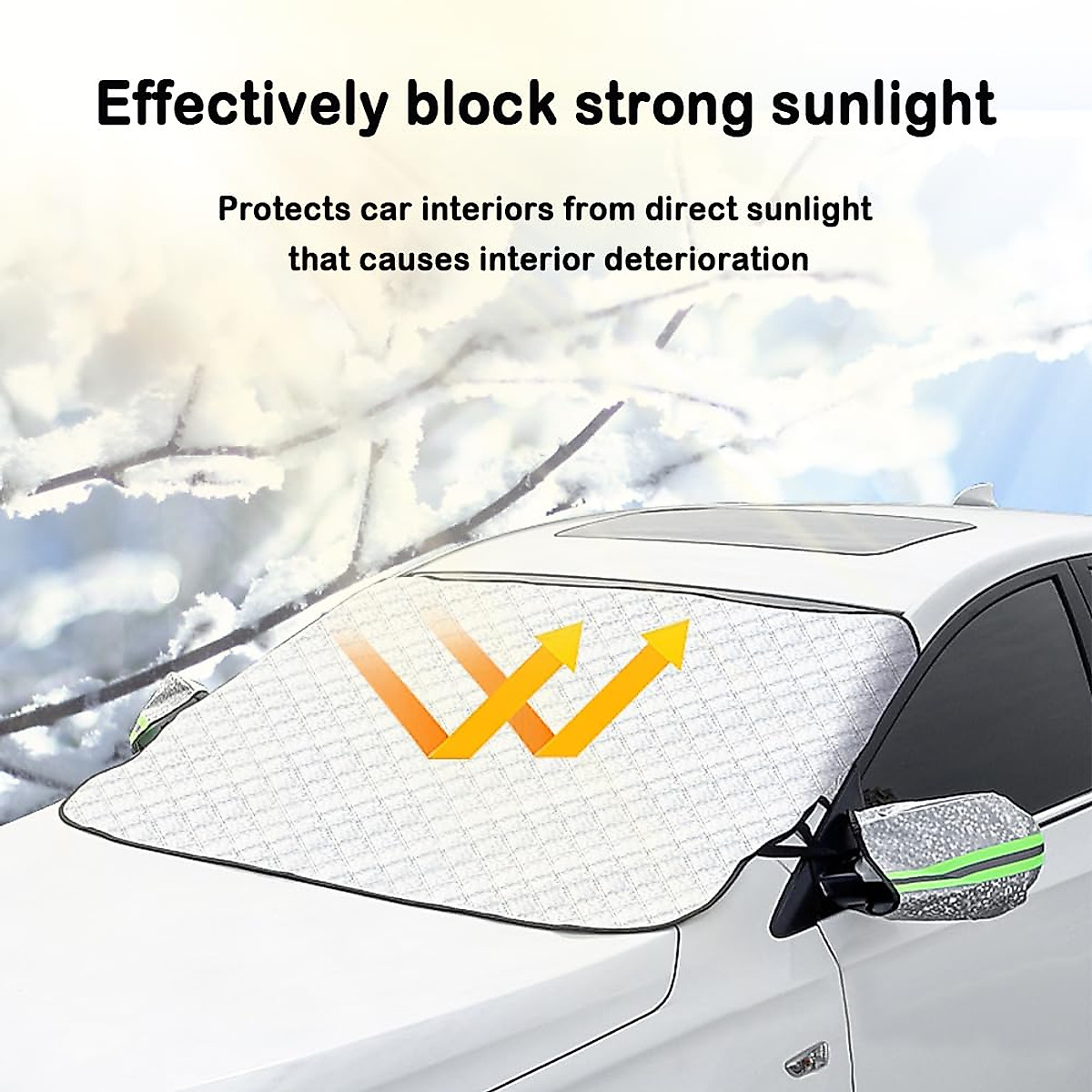 4 Layer Thickened Windshield Cover for Ice and Snow [Upgraded],All Season Car Windshield Snow Cover with Rear View Mirror Cover,Universal Car Snow Cover Car Accessories for Most Vehicles