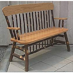 Rustic Hickory Bench with Back