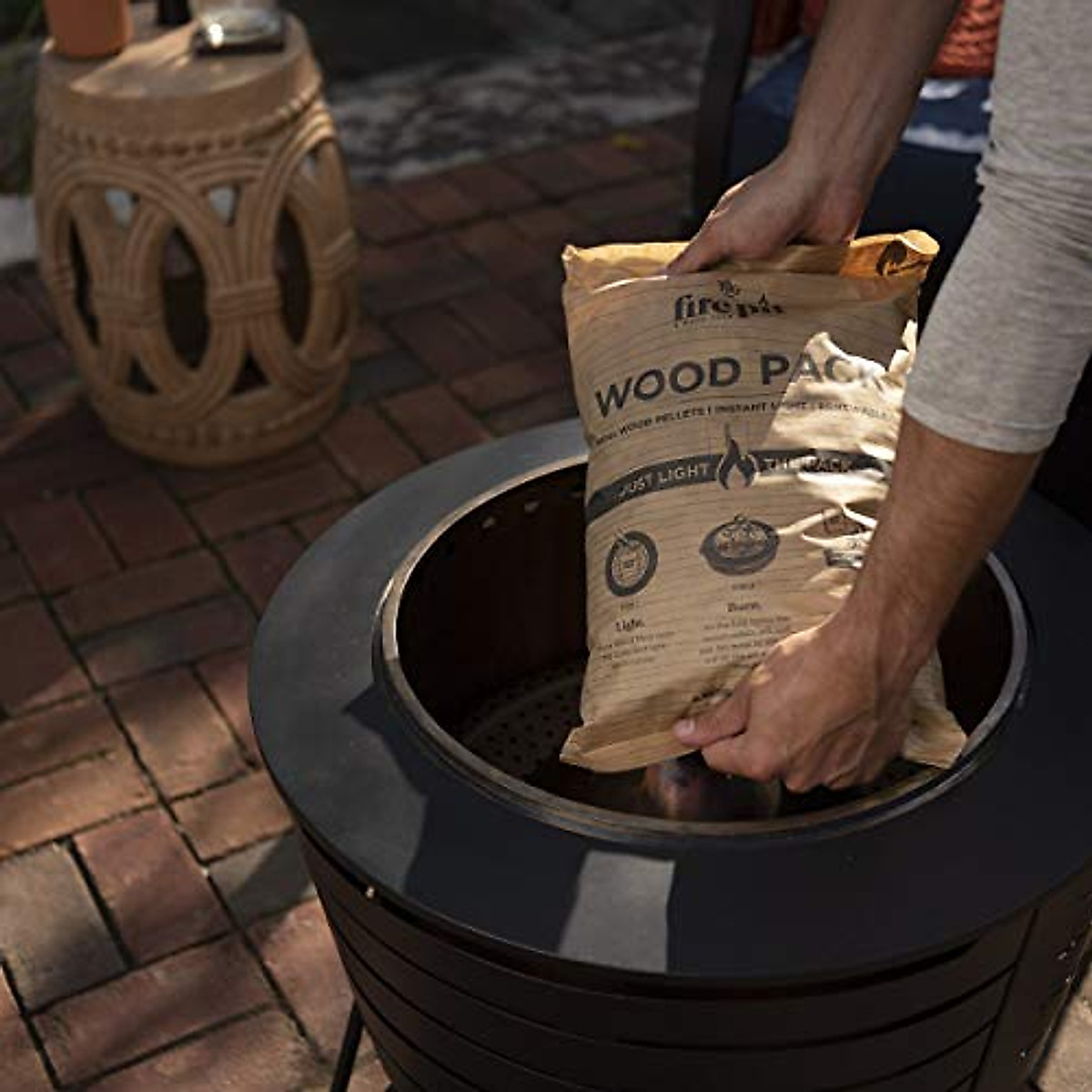 TIKI Brand Wood Packs - 4-Pack, Wood Pellets For Smokeless Outdoor Fire Pits, Wood Fuel Pellets, Easy Instant Fire For 30+ Minute Burn, 17 x 11.5 x 3.5 Inches