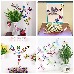 100 PCS Butterfly Dragonfly Wall Sticker, 3D Butterflies Decor Dragonfly Butterfly Decals for Removable Mural Stickers Home Bedroom Decoration