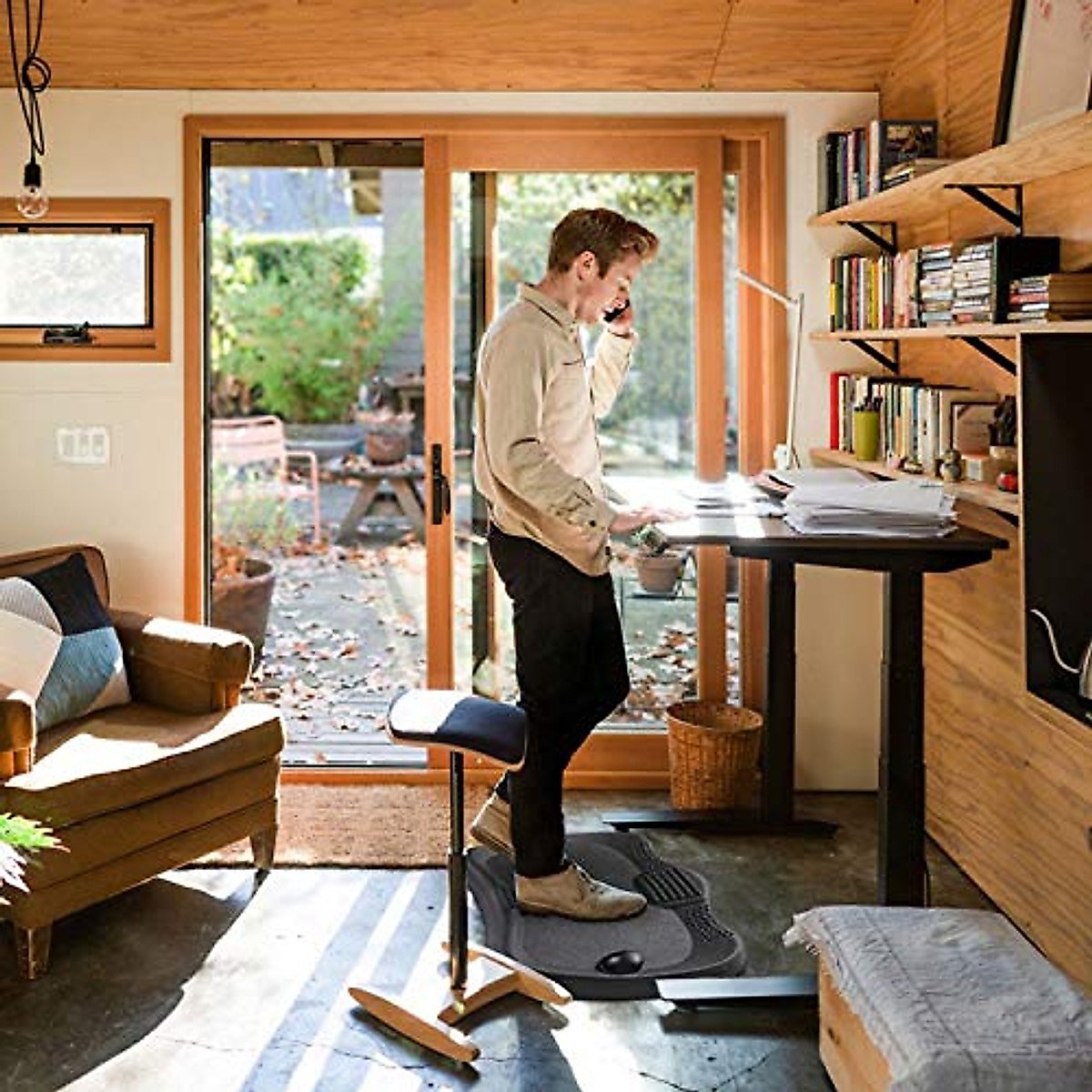 Anti Fatigue Standing Mat by DAILYLIFE, Comfort Standing Desk Mat, Ergonomic Stand Up Mat with Massage Ball, Soft & Durable Floor Mat for Workplace, Office, Home (Large, Black)