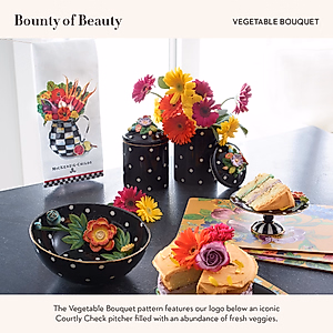 MACKENZIE-CHILDS Cotton Dish Towel, Cute Decorative Kitchen Dish Towel for Cleaning and Home Decor, Set of 1, Vegetable Bouquet