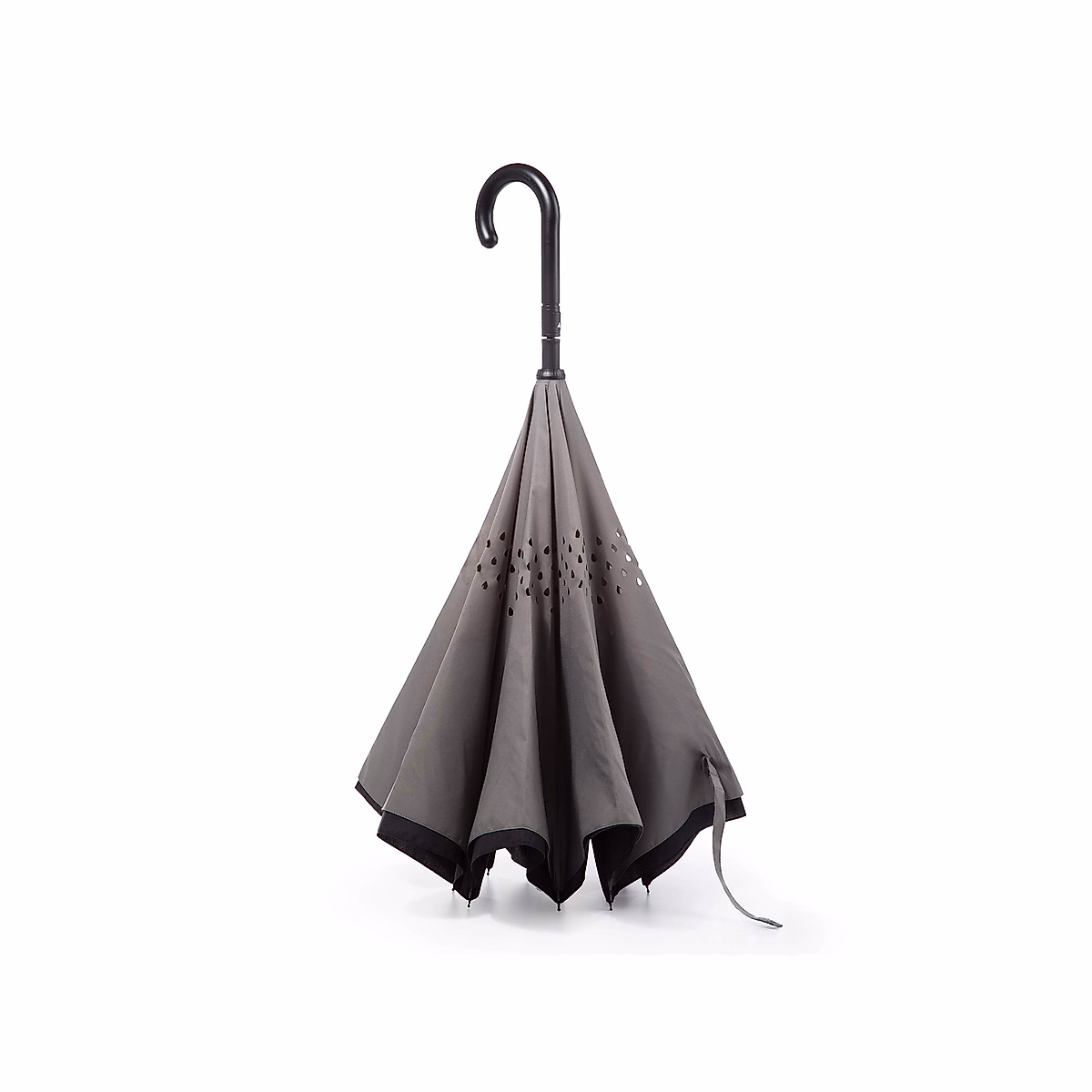 Totes InBrella - Reverse Close Umbrella with Invisible Water Repellent Coating - Auto Close, Inverted, Dripless, and Stormproof for Rainy Weather