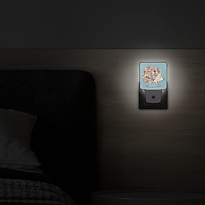 Cute Hedgehog Plug in Night Light Set of 2, Rainbow Animal Hedgehog LED Nightlights Auto Dusk to Dawn Sensor, Nightlight Lamp for Kids Rroom Bedroom Bathroom Kitchen Hallway Nursery Stairs Home Decor