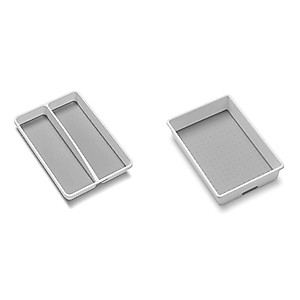 madesmart Classic Mini Utensil Tray - White & Classic 9.75" x 6.75" Bin - White | CLASSIC COLLECTION | Soft-grip Lining and Non-slip Rubber Feet | BPA-Free