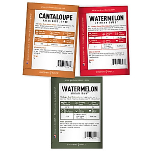 Melon Fruit Seeds For Planting Home Garden 5 Variety Packs - Hales Best Cantaloupe, Crimson Sweet Watermelon, Yellow Canary Melon, Green Flesh Honeydew Melon, Sugar Baby Watermelon by Gardeners Basics