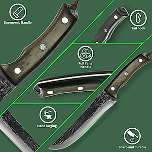 FULLHI 11pcs butcher knife Boning Knife set & Magnetic Knife Block Holder With Sheath High Carbon Steel Fish Knife Chef Knife For Kitchen, Camping, BBQ