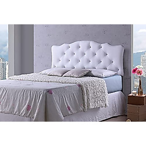 Baxton Studio Rita Modern and Contemporary Full Size White Faux Leather Upholstered Button-Tufted Scalloped Headboard