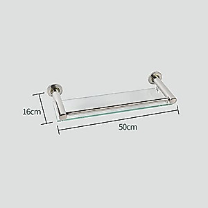 erddcbb Bathroom Shelves Bathroom Shelves Glass Shelf with Polished Chrome Bracket 8MM Thick Tempered Glass Storage Caddy Basket Screw Installation Bathroom Furniture (Size : 50cm)