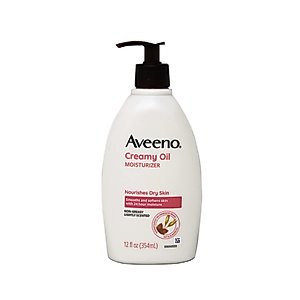 Aveeno Creamy Oil Daily Body Moisturizer, Non-Greasy & Lightly Scented Body Moisturizer with Oat & Almond Oil Nourishes Dry Skin with 24 Hours of Moisture, Non-Comedogenic, 12 fl. oz