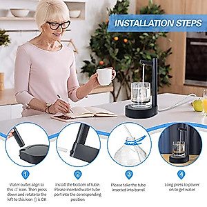 Keledz Desktop Water Bottle Dispenser, Smart Table Water Pump with 7 Level Quantitative Portable Detachable USB-C Charging for 5 Gallon Bottle, Application Home, Office, Camping, Travel (Dark Blue)