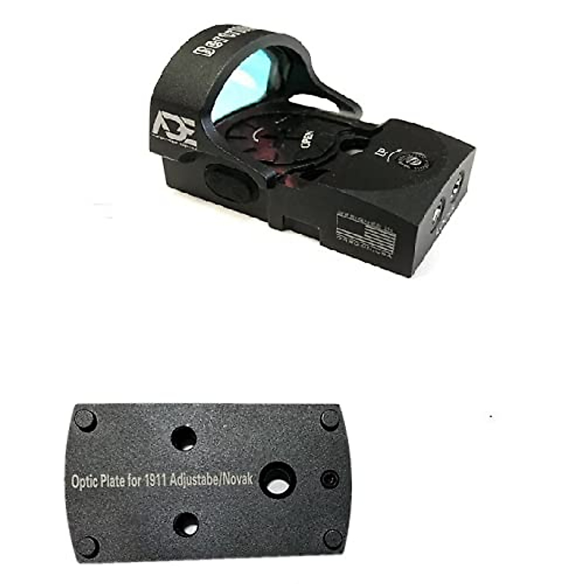 Ade Advanced Optics Bertrillium RD3-013 Red Dot Sight + Optic Mounting Plate for 1911 Novak Rear Sight Pistol