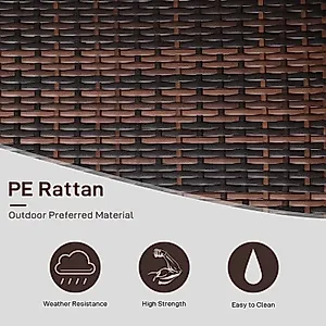 Outvita Porch Swing, 5FT Hanging Outdoor Porch Swings for Adults, Wicker 3 Person Patio Swing, with Cushion, Pillow and Chain for Garden, Backyard, Weight Capacity - 1000lbs