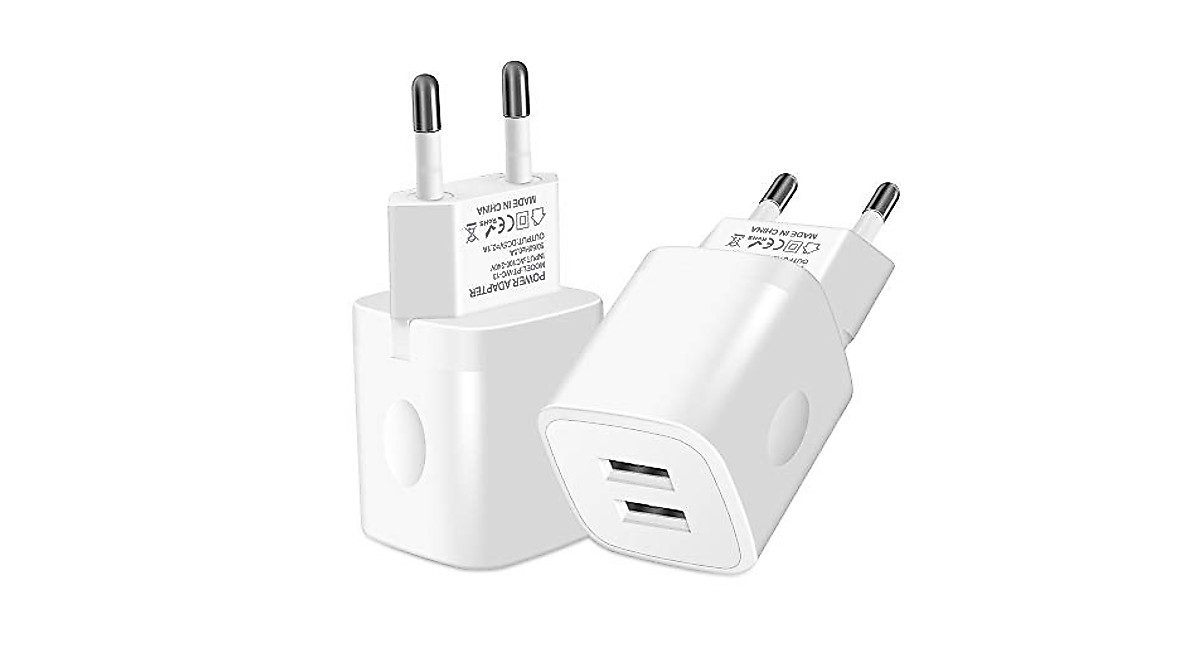 European Travel Plug Block - Fast Dual USB Charger for Europe