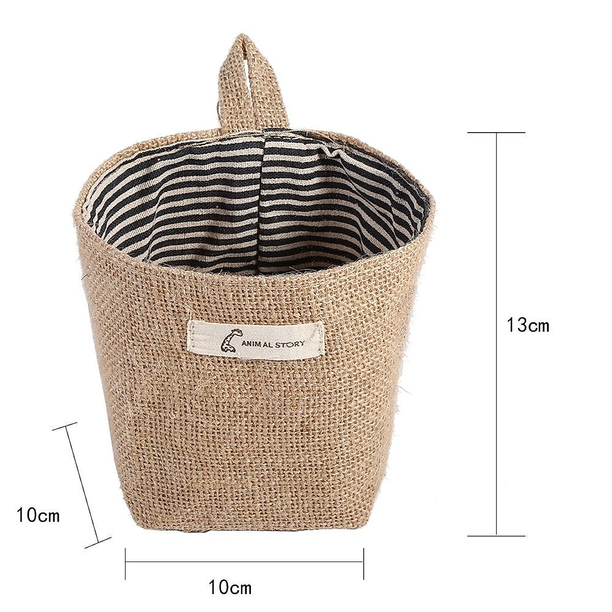 Fdit Cotton Linen Hamper Hanging Clothes Bag Home Gadget Storage Organizer Foldable Basket Bin (Khaki Stripe)