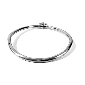 16" Locking Eternity Collar 8mm Satin Stainless Curved Neck Choker Collar w/Ring