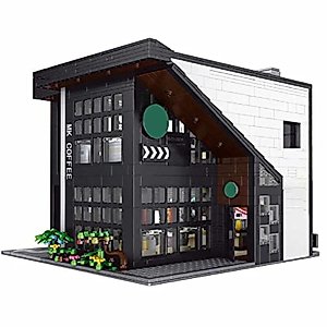 General Jim's Coffee House Modern Architecture Building Blocks Two Level City Modular MOC Bricks Toy Building Set with Light Effects Great Modular Build for Teens and Adults