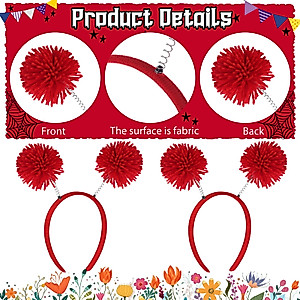 Censen 18 Pcs Pom Pom Headband Head Bopper Wrapped Funny Headband Birthday Halloween Party Headwear for Women Adult Accessory(Red)