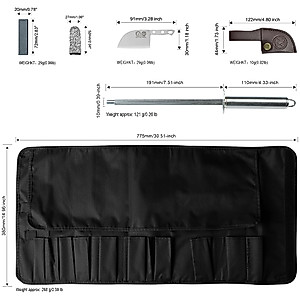 XYJ Authentic Since1986,Professional Knife Sets for Master Chefs,Cooking Knife Set with Chef Bag,Case,Scissors,Sharpener,Culinary Butcher Cleaver,Kitchen Utility,Paring,Santoku