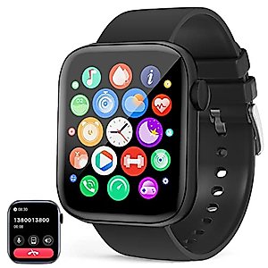 Smart Watch make calls (Call Receive/Dial), 1.8 inch HD Full Touch Screen Smartwatch Fitness Tracker with Call Heart Rate monitor 118 sport modes music player voice assistant for iphone android phones