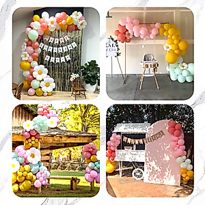 JOPY Daisy Balloon Garland Arch Kit Macaron Pastel Flower Rainbow Balloons Theme Party Decorations for Girls Baby Shower Birthday Bridal Wedding