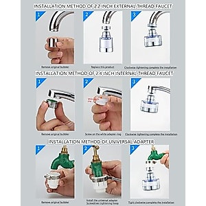Sink Water Filter, 360° Rotating Bathroom Sink Filter, Kitchen Bathroom Universal Sink Water Filter Faucet-Removes Chlorine Fluoride Heavy Metals