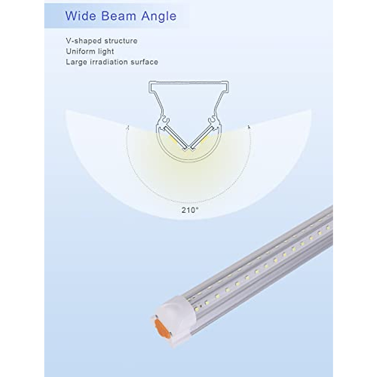 PARNOARCK Led Shop Light, Led Garage Light,2FT 20W T8 6000K Daylight 2600LM Linkable Clear Cover Integrated V-Shape,for Shop Warehouse Workbench Home Under Cabinet