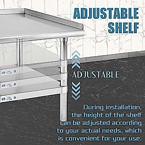 Hally Stainless Steel Equipment Stand 28x24 Inches with Undershelf, NSF Commercial Prep & Work Table with Rear and Side Risers, Heavy Duty Grill for Kitchen, Bar, Restaurant, Home and Hotel
