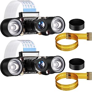 Weewooday 2 Sets for Camera Module 5MP OV5647 1080P Video Webcam Sensor Infrared Night Camera Module Compatible with Raspberry Pi B/B+ A+ RPi 4/3/ 2/1/ Zero/Zero with FFC Cable (Adjustable Focus)