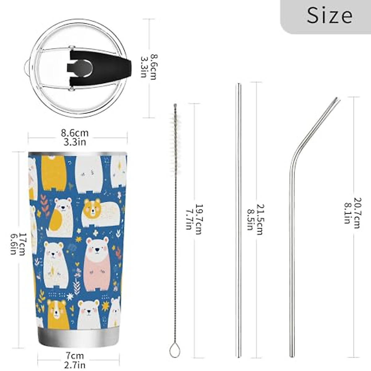 sanluoli Mr &mrs Bear Pink Blue Stainless Steel vacuum insulated water bottle Leak-proof Lid and Straw coffee mug for café cute tumblers with lids and straws 20 OZ