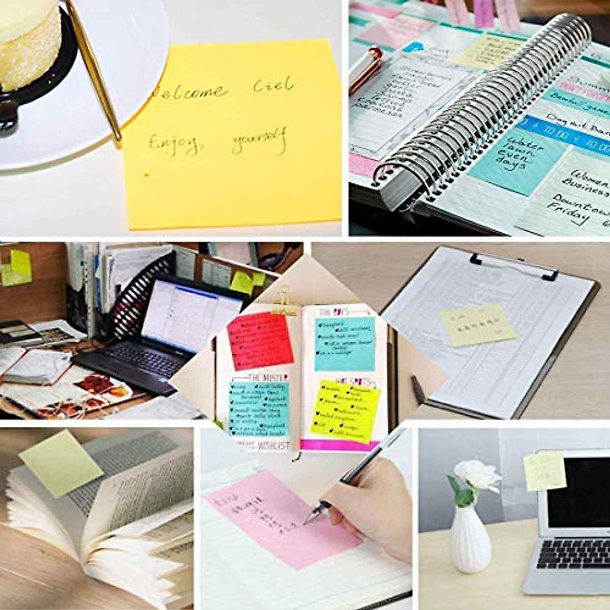 MQLH-TECH Pop Up Sticky Notes 3x3 Refills Easy Post Notes Self Stick Notes Bright Rainbow Colors Super Adhesive Pop-up Notes 6 Pads 100 Sheets/Pad Individual Package 600 Sheet Total