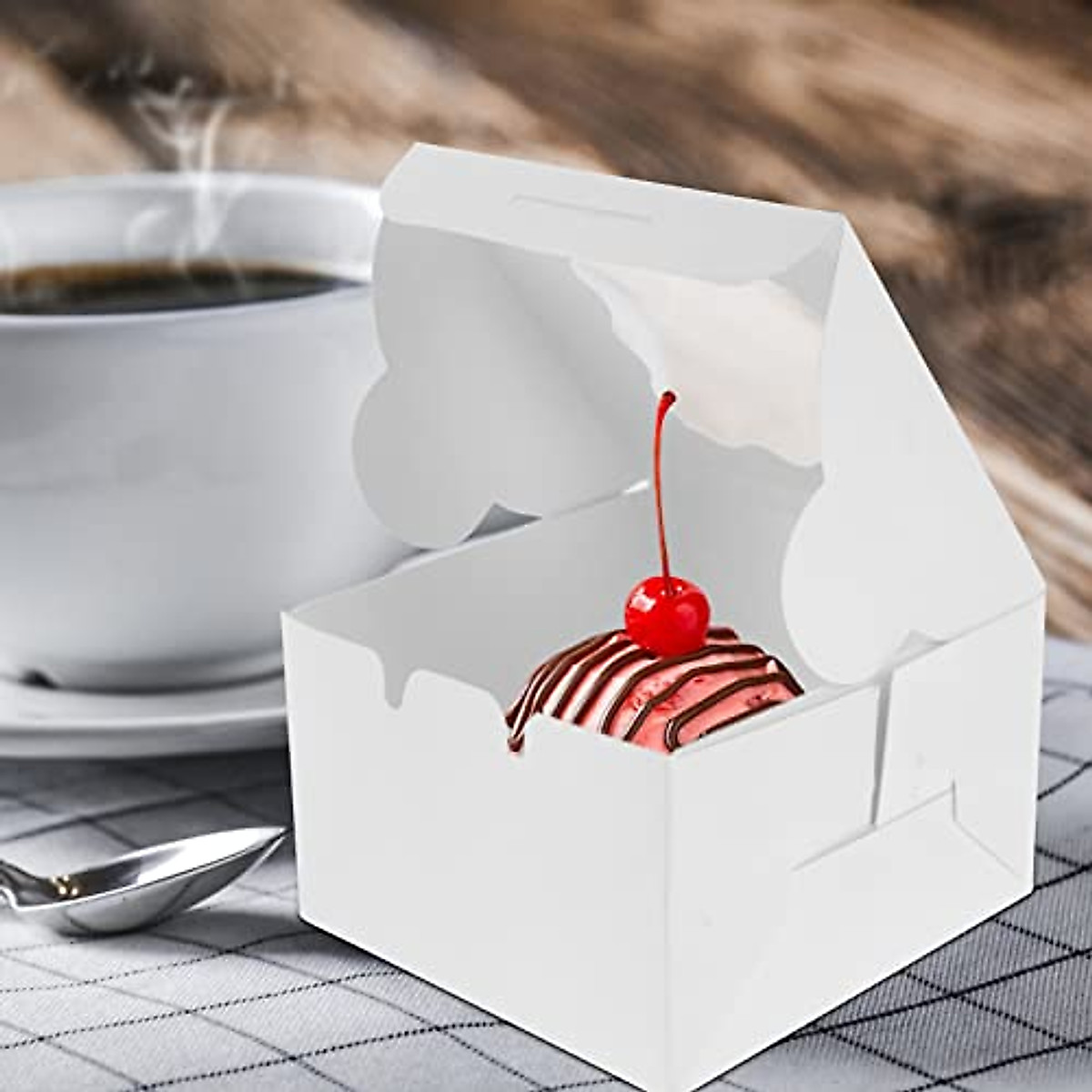 UPKOCH Cajas Para Mini Donas Cupcake Holder 12 Pcs Bakery Boxes with Window Pastry Cookie Boxes Small Cake Box Paper Treat Boxes for Pastry Cupcakes Pie Donuts White Mini Muffins
