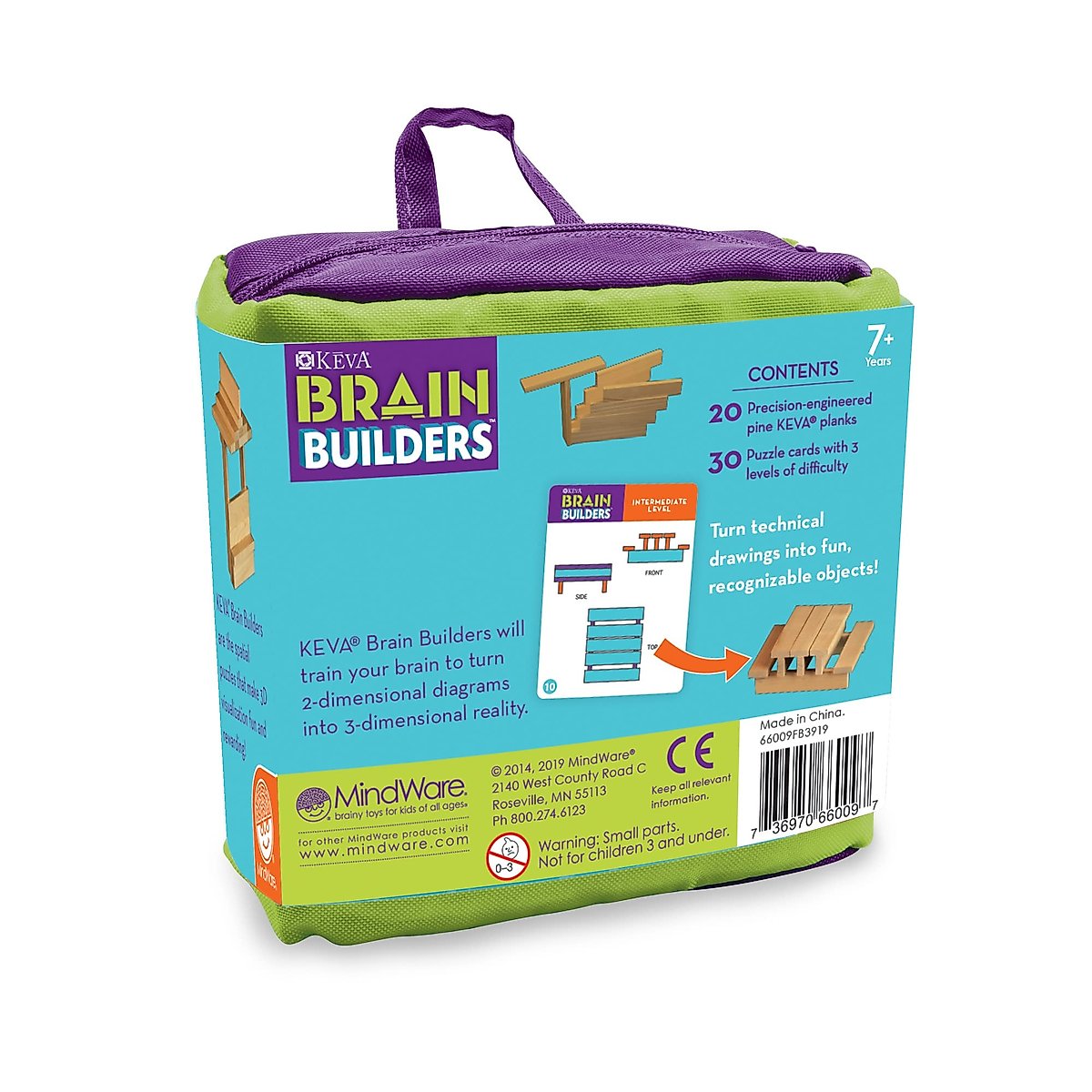 MindWare KEVA Brain Builders Set of 2: Original KEVA Brain Builders and KEVA Brain Builders Junior – Great Addition to STEM Building Toys and Classroom Games – 40 Planks & 70 Puzzles Total