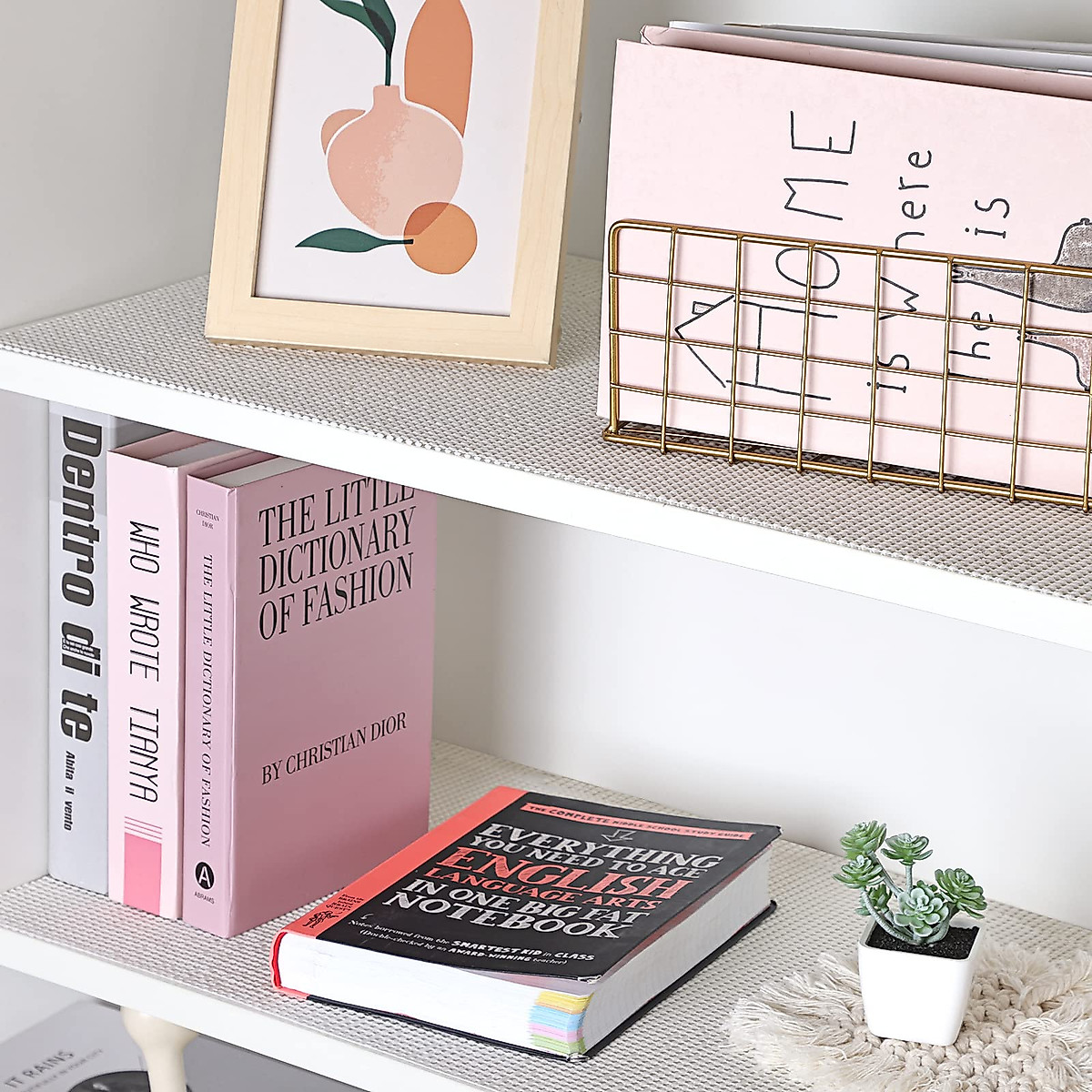 BAKHUK Grip Shelf Liner, Non-Adhesive 17 Inch x 25 Feet Cabinet Liner Durable Organization Liners for Kitchen Cabinets Drawers Cupboards Bathroom Storage Shelves (White)