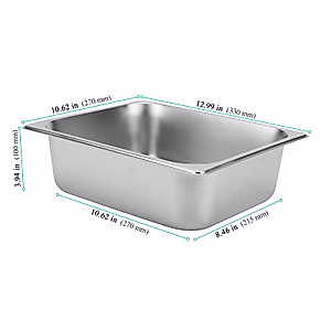 SENJEOK 4 Pack 1/2 Hotel Pans, 4 Inch Deep Steam Table Pan Half Size, 201 Stainless Steel Restaurant Pan, Anti Jam Steam Pan for Buffet Event Catering Supplies
