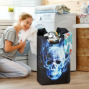 Sletend Skull Large Laundry Basket with Handle Foldable Durable Clothes Hamper Laundry Bag Toy Bin