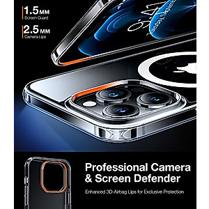 TORRAS Magnetic Clear for iPhone 13 Pro Case, Compatible with MagSafe, Never Yellow, Military Grade Drop Tested, Protective Slim Thin Case for iPhone 13 Pro Phone Case, 6.1", Clear