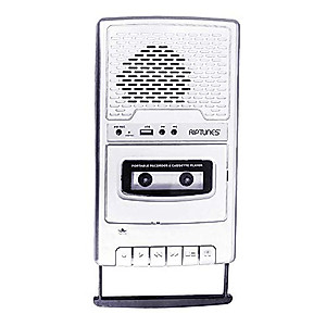 Riptunes Portable Cassette Recorder Player, Tape to USB Audio Music Digital Converter, Retro Classroom Shoebox Cassette Player and Recorder USB Player, Cassette-MP3 Converter with Built-in Microphone