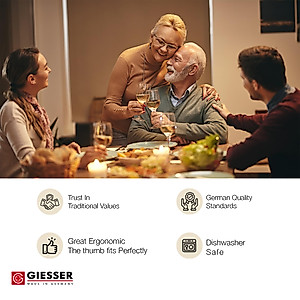 Giesser since 1776, Made in Germany, Blue serrated Utility kitchen knives round tip dishwasher safe 4.5 inch - paring knife, Tomato knife, Steak knives set of 6, restaurant knife (Single)