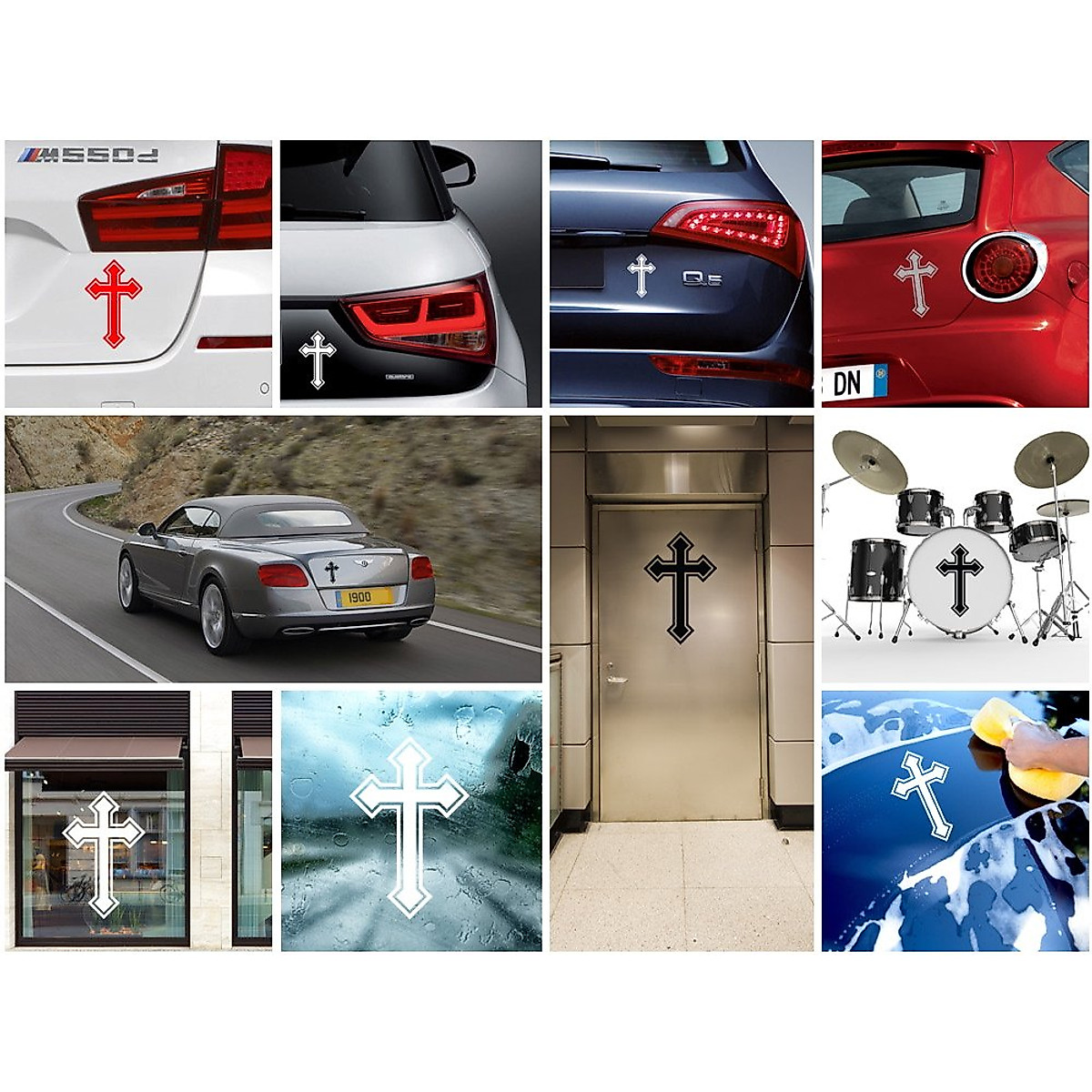 Stickers Decal Cross Christian Symbol Trinity Car Door Waterproof Raci Mettalic Anthracite Mettalic (4X2,6)