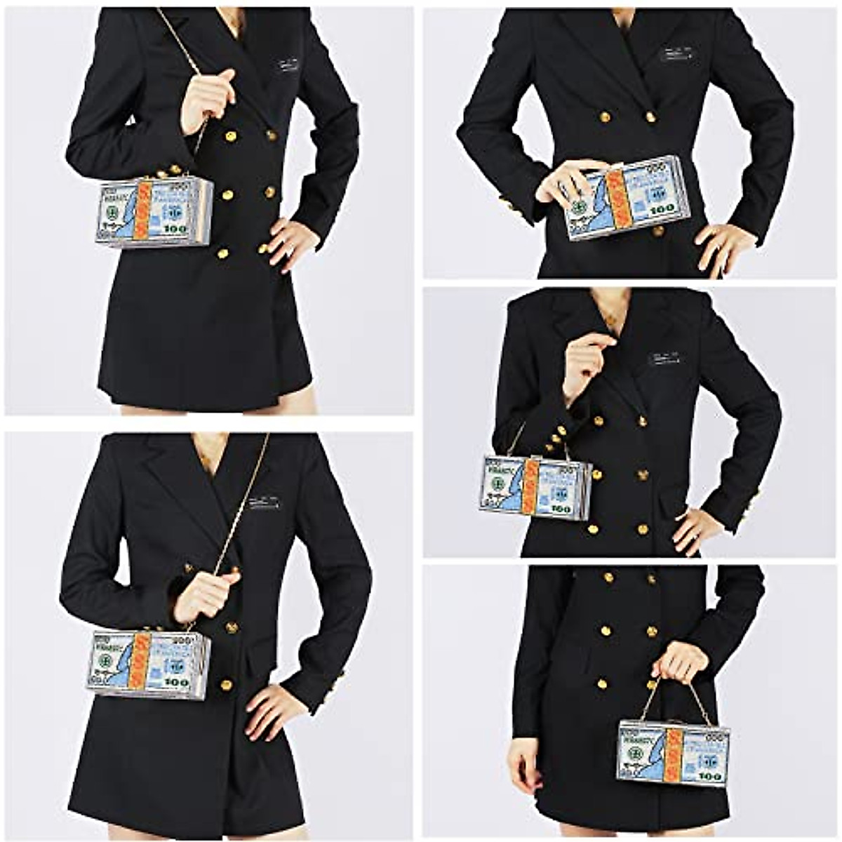 Evevictor Money Clutch Purses for Women, Dollars Crystal Clutch Purses, Rhinestone Evening Handbag Money Bag