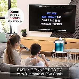 MASINGO Karaoke Machine for Adults and Kids with 2 Wireless Microphones, Portable Singing PA Speaker System Set with 2 Bluetooth Mics, Disco Ball Party Lights & TV Cable, Ostinato M7