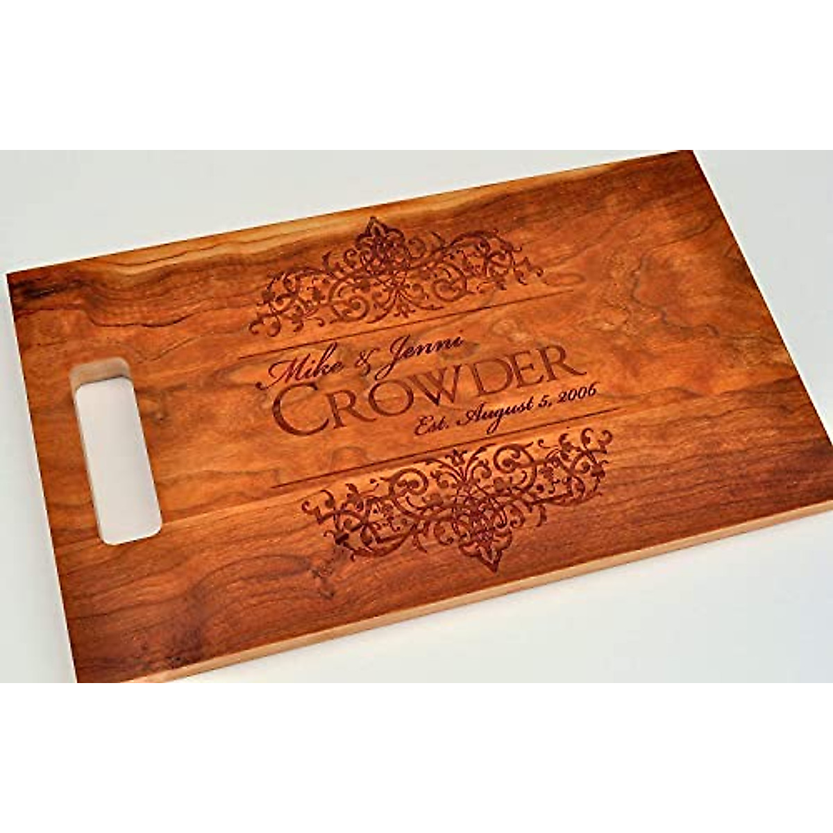 Personalized Wood Cutting Board Engraved with Family Name and Established Date | Perfect Customized Wedding Gifts For Couples Housewarming Gift or Mothers Day Gifts