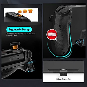 YOUHODA Ergonomic Nintendo Switch/Switch OLED Controller Grip for Handheld Mode with 6-Axis Gyro, Back Button Mapping, Vibration, PD Fast Charge